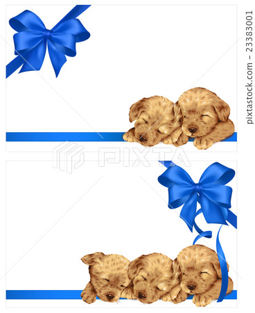 Cute dog and ribbon decorations - Stock Illustration [23383001] - PIXTA