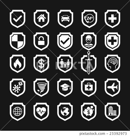 Insurance policy shield icon design. - Stock Illustration [23392973 ...