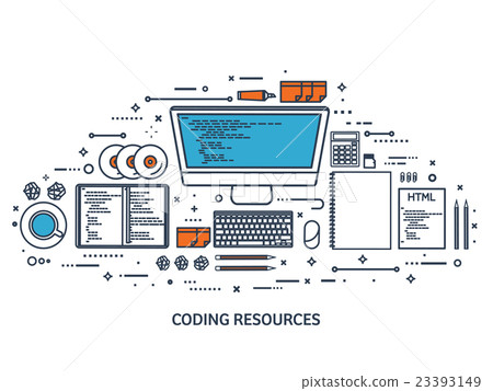 Programming,coding. Flat computing background - Stock Illustration [23393149] - PIXTA