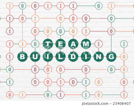 Business concept: Team Building on wall background - Stock Illustration ...