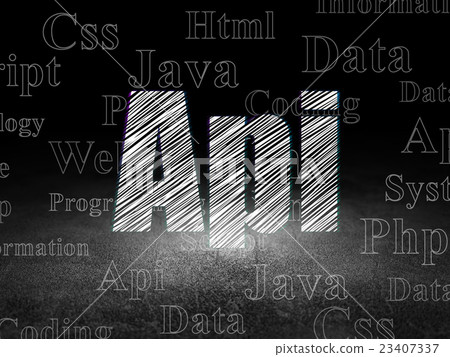 Programming concept: Api in grunge dark room - Stock Illustration ...