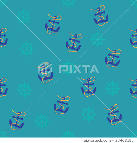 Seamless of helm, rope and anchor - Stock Illustration [23408193] - PIXTA