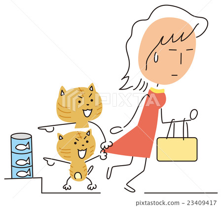 Requesting cat and ignoring women - Stock Illustration [23409417] - PIXTA