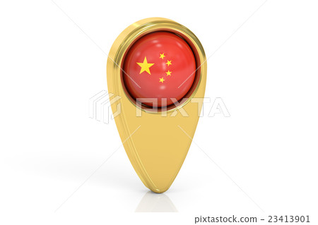 map pointer with flag of China, 3D rendering - Stock Illustration ...