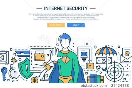 Internet Security - line design website banner - Stock Illustration ...