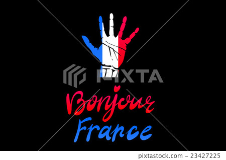 hands gestures wrapped in the flag of France - Stock Illustration ...