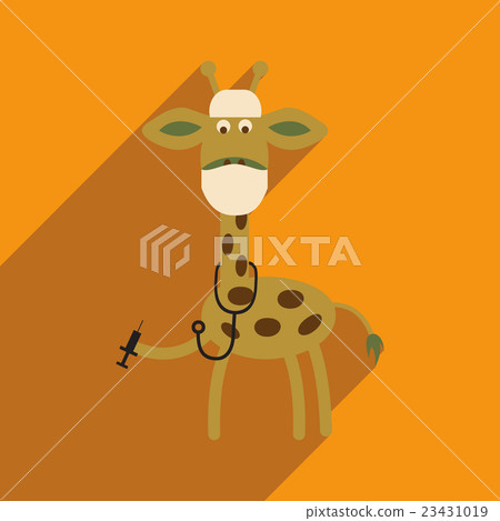 flat icon with long shadow giraffe cartoon - Stock Illustration ...