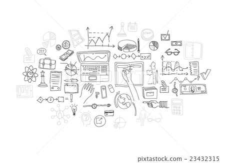 Hand draw doodle elements. Business finance chart - Stock Illustration ...