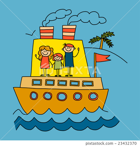 Happy family vacation Kids drawing - Stock Illustration [23432370] - PIXTA