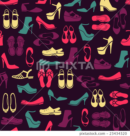 pattern with multicolor different kinds of shoes - Stock Illustration ...