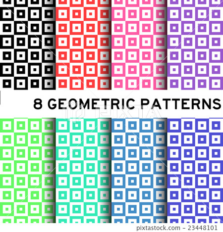 8 Colorful basic square geomertic pattern - Stock Illustration ...