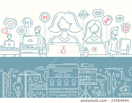 Call Center, Application Development - line design - Stock Illustration ...