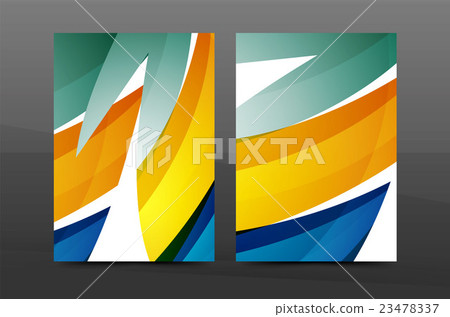 Blue wave annual report cover template - Stock Illustration [23478337 ...