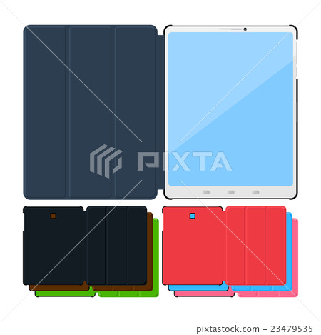 Set of colorful flat tablet pc cases. Black - Stock Illustration ...