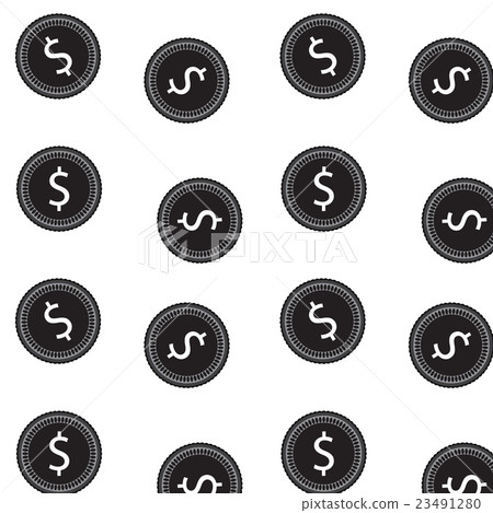 Dollar coin pattern black white-插圖素材 [23491280] - PIXTA圖庫