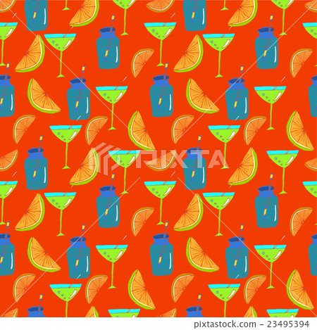 Vector seamless pattern with alcoholic cocktails-插圖素材 [23495394] - PIXTA圖庫