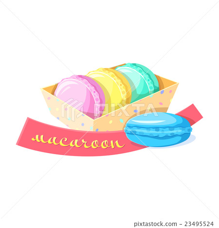 The box with three macaroons, vector illustration - Stock Illustration ...
