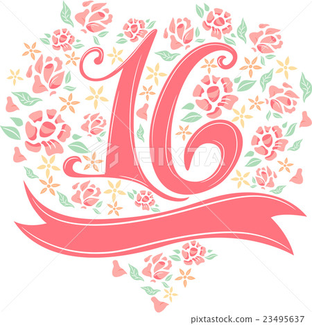 Number Design Floral Pink Ribbon - Stock Illustration [23495637] - PIXTA