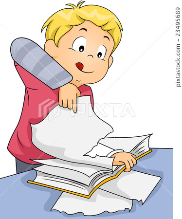 Kid Boy Book Tearing - Stock Illustration [23495689] - PIXTA