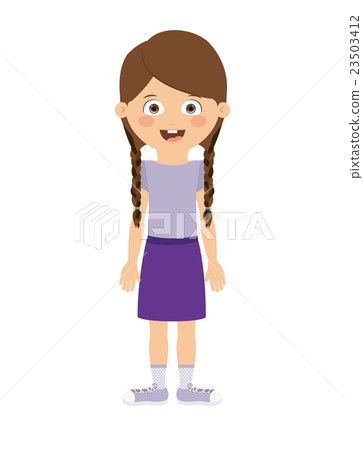 girl standing in front isolated icon design - Stock Illustration ...