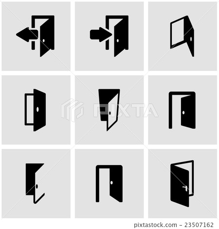 Vector black door icon set - Stock Illustration [23507162] - PIXTA