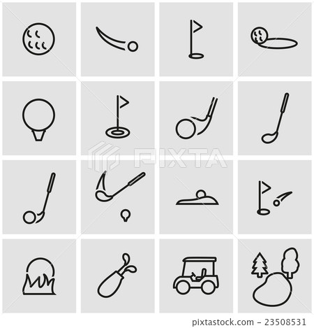 Vector line golf icon set - Stock Illustration [23508531] - PIXTA