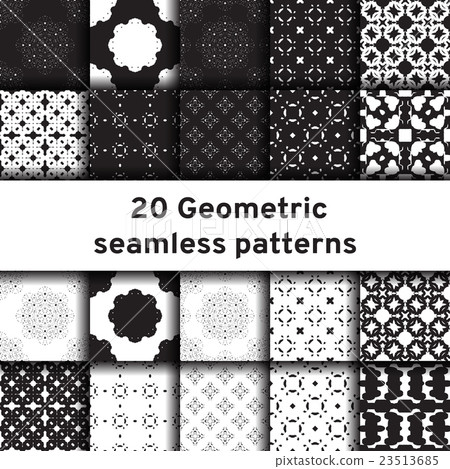 Set of 20 monochrome seamless patterns - Stock Illustration [23513685 ...