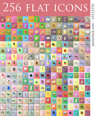 diverse set of flat icons vector illustration - Stock Illustration ...