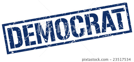 democrat blue grunge square vintage rubber stamp - Stock Illustration ...
