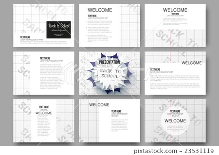 Set of 9 templates for presentation slides. Back - Stock Illustration ...