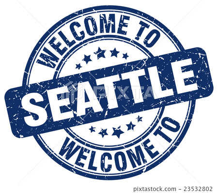welcome to Seattle blue round vintage stamp - Stock Illustration ...