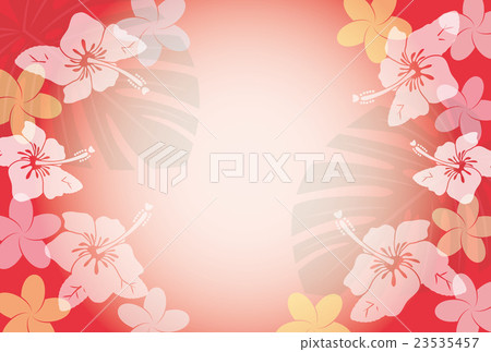 Hibiscus and Plumeria background Red - Stock Illustration [23535457 ...
