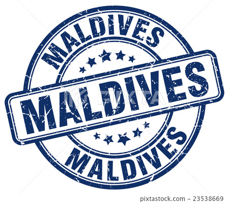 Maldives blue grunge round vintage rubber stamp - Stock Illustration ...