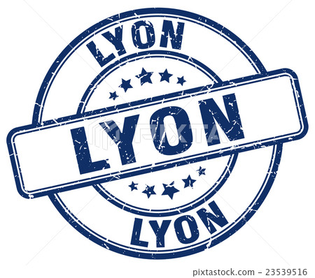 Lyon blue grunge round vintage rubber stamp - Stock Illustration ...