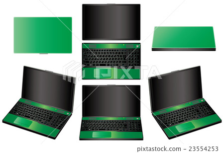 Laptop computer green - Stock Illustration [23554253] - PIXTA