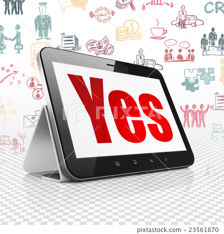 Business concept: Tablet Computer with Yes on - Stock Illustration ...