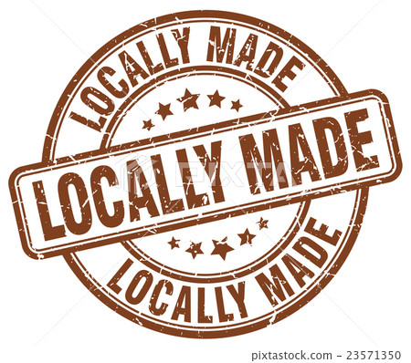locally made brown grunge round rubber stamp - Stock Illustration ...