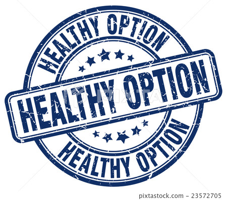 healthy option blue grunge round rubber stamp - Stock Illustration ...