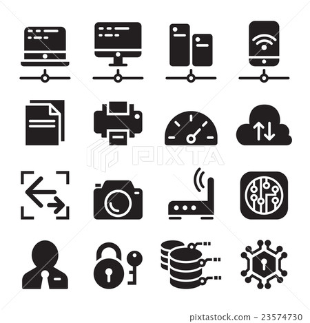 Computer network device & Data communication icon - Stock Illustration ...