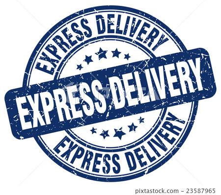 express delivery blue grunge round rubber stamp - Stock Illustration ...