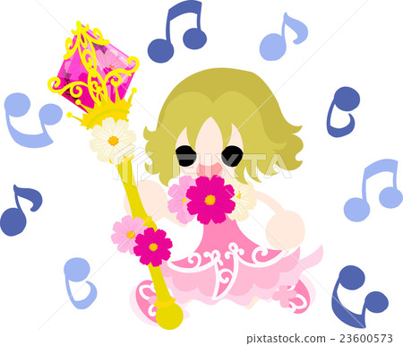 Singing cute girl and cosmos magic wand - Stock Illustration [23600573 ...