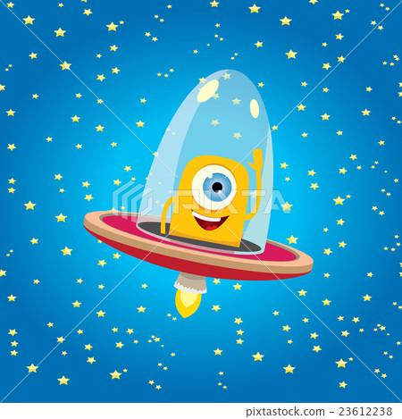 alien spaceship . orange alien in space vector. - Stock Illustration ...