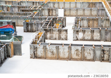 Pre-concrete casting formwork Foundation... - Stock Photo [23618050 ...