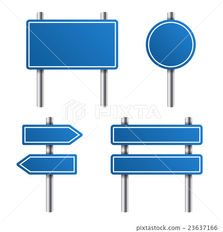 Blue Road Sign Set on White Background. Vector - Stock Illustration ...