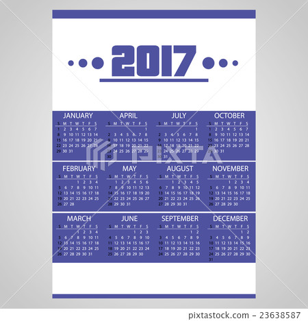 2017 simple business blue wall calendar with white - Stock Illustration ...