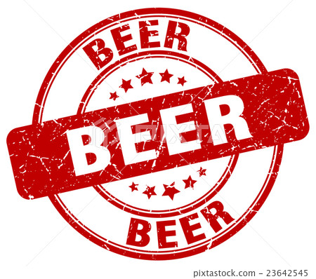 beer red grunge round vintage rubber stamp - Stock Illustration ...