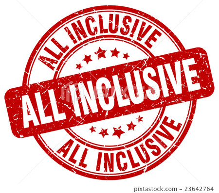 all inclusive red grunge round rubber stamp - Stock Illustration ...