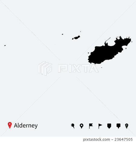 High detailed vector map of Alderney with - Stock Illustration ...