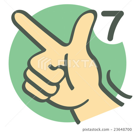 Hand sign _ finger character _ numeric_ 7 - Stock Illustration ...
