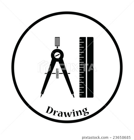 Flat design icon of Compasses and scale - Stock Illustration [23658685 ...